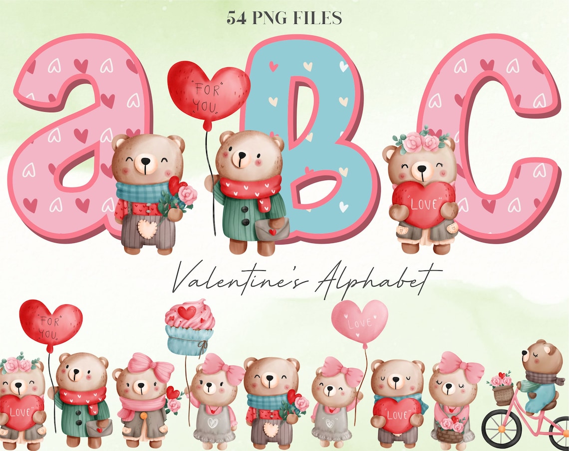 Valentine's Day Letters PNG Love Alphabet Clip Art PNG - Etsy