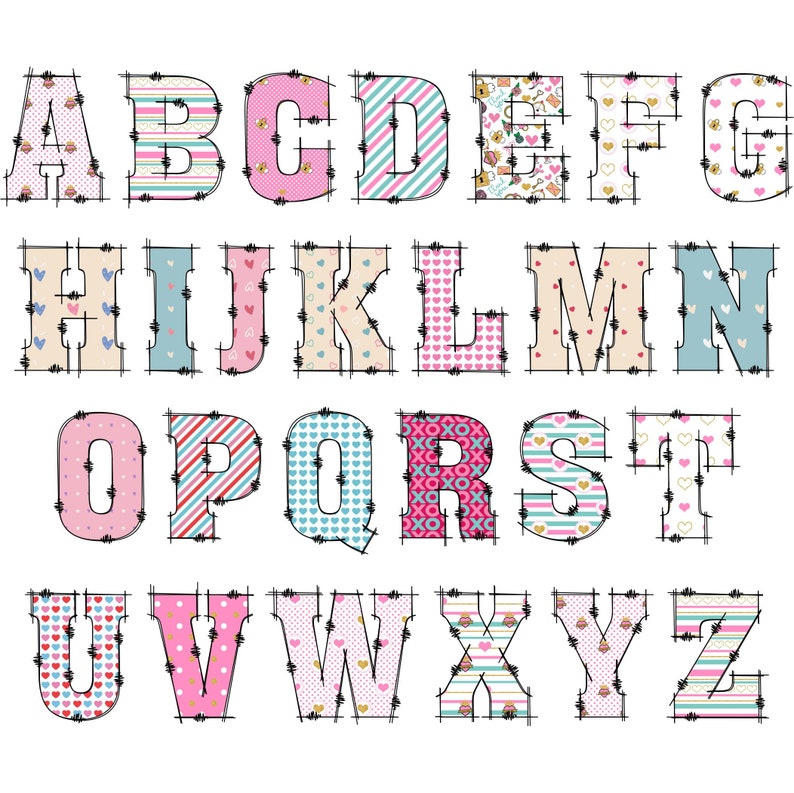 Valentine's Day Alphabet PNG Love Alphabet Clip Art PNG - Etsy