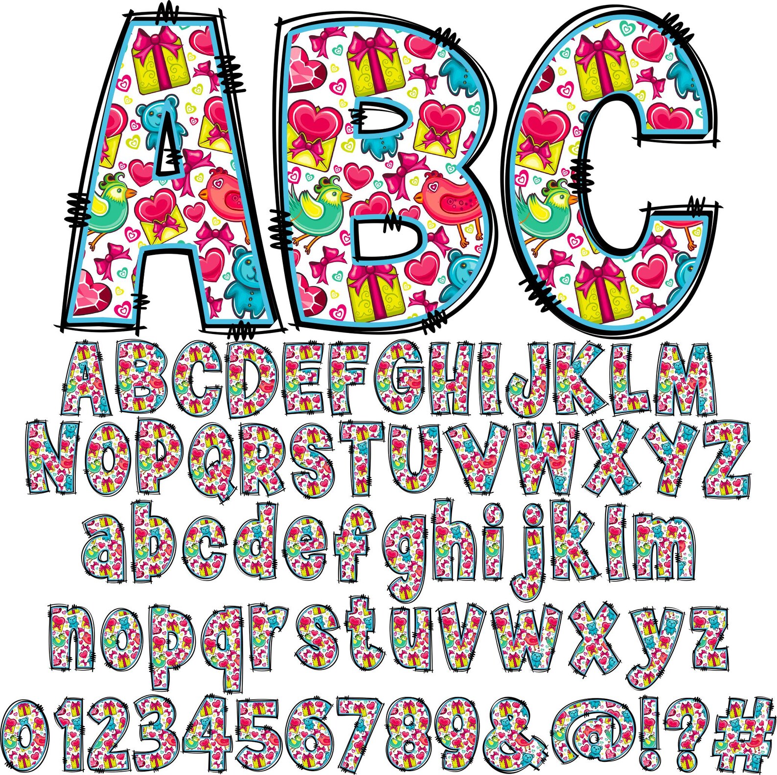 Valentine's Day Alphabet PNG Valentines Letters - Etsy