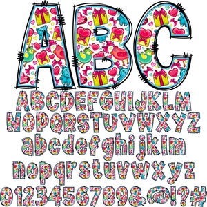 Valentine's Day Alphabet PNG, Valentines Letters, Valentines Doodle ...