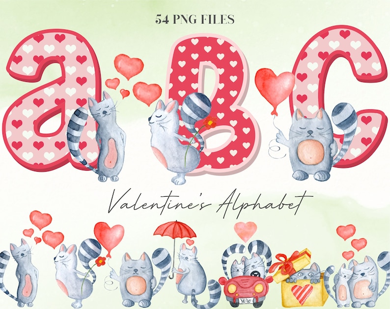 Valentine's Day Letters PNG Love Alphabet Clip Art PNG - Etsy