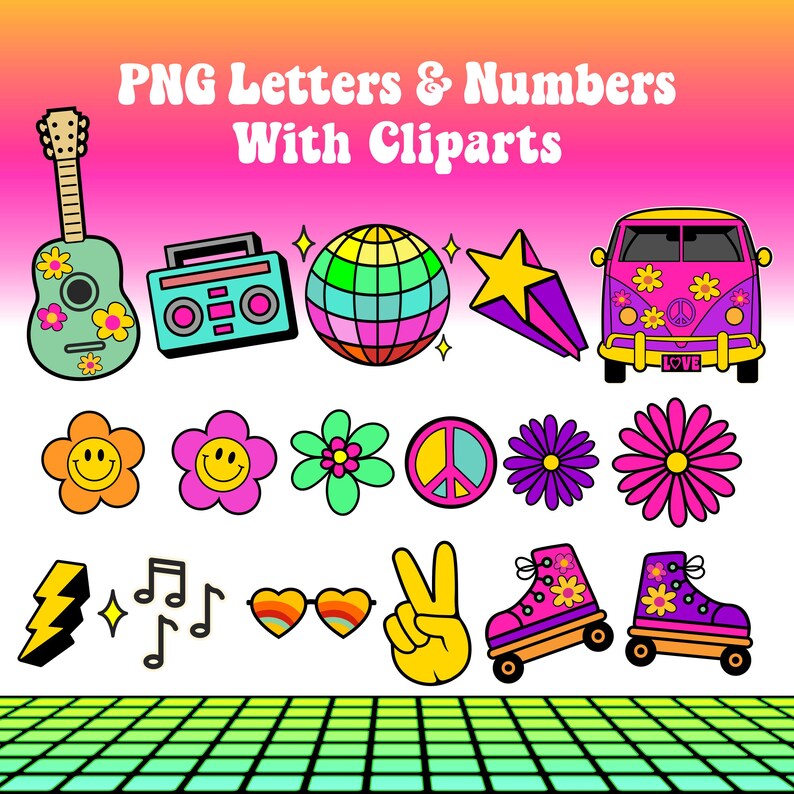 Groovy Alphabet PNG Retro Boho Letters Retro Doodle Groovy - Etsy