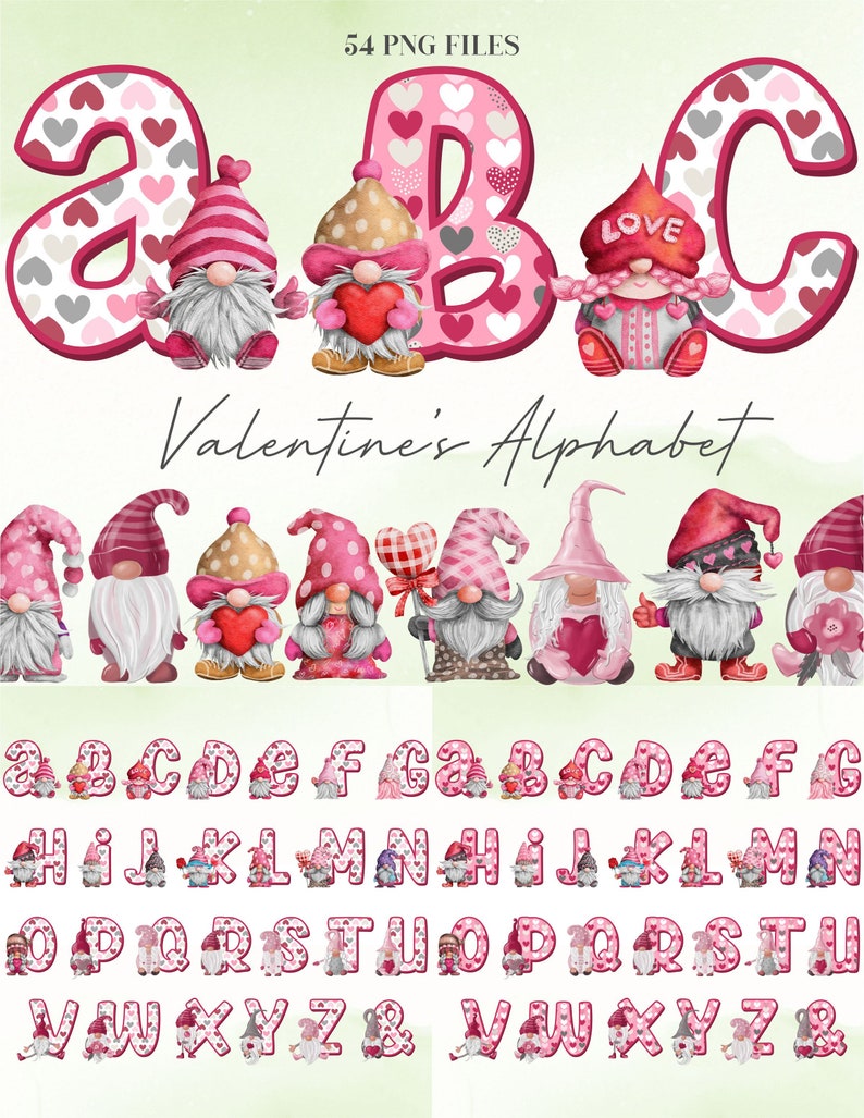 BUNDLE Valentine's Day Letters PNG Love Alphabet Clip - Etsy