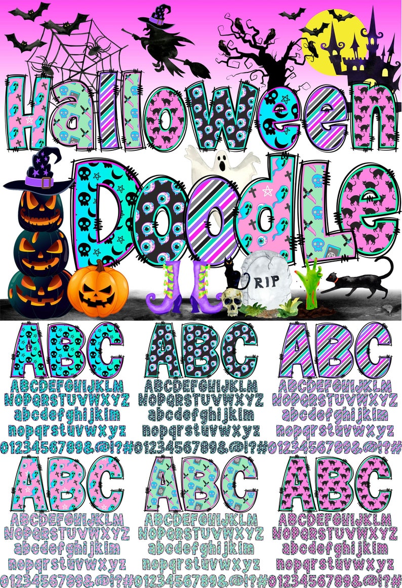 BUNDLE 48 Halloween Alphabet PNG Complete Sets, Halloween Letters ...