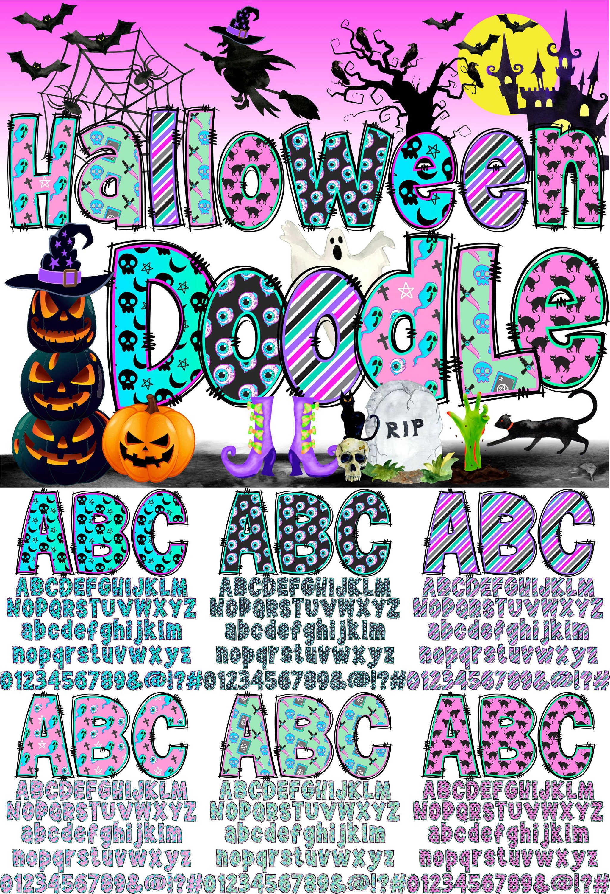 BUNDLE 48 Halloween Alphabet PNG Complete Sets Halloween - Etsy