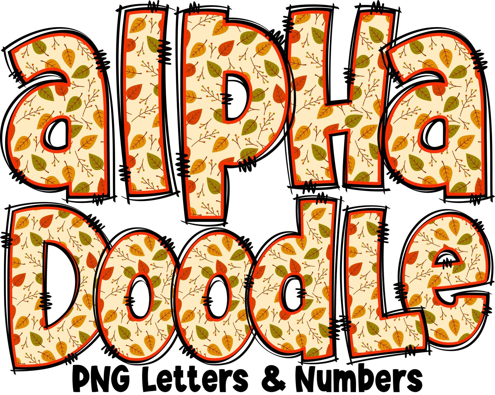 Fall Autumn Letters & Numbers PNG Alpha Doodle PNG Letters - Etsy