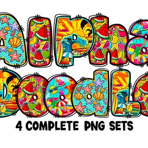 Summer Letters & Numbers PNG, Alpha Doodle, PNG Letters, Beach Doodle ...