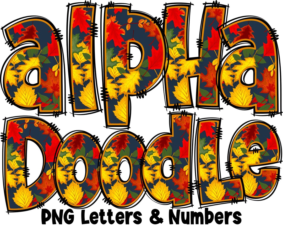 Fall Autumn Letters & Numbers PNG, Alpha Doodle, PNG Letters, Fall ...