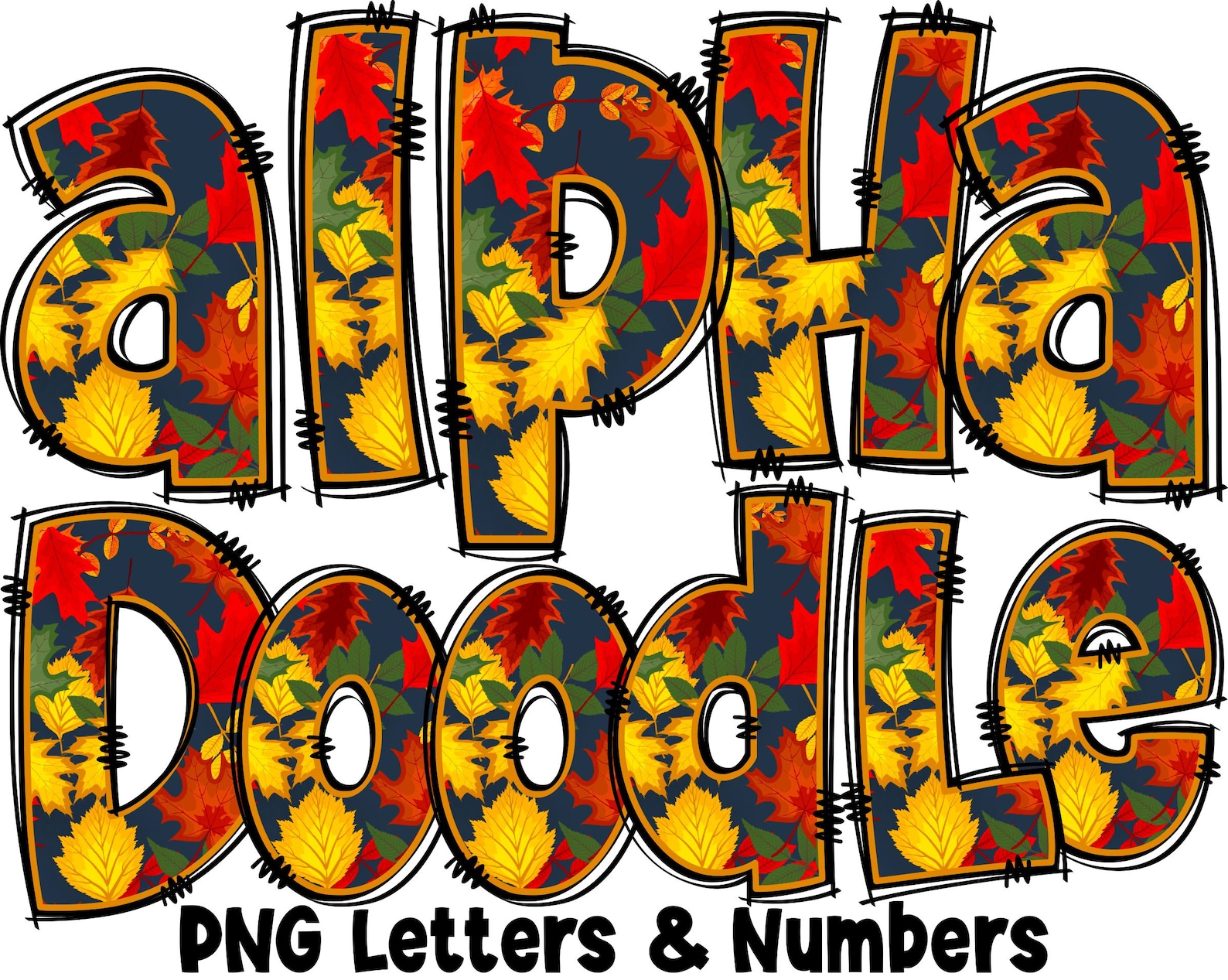 Fall Autumn Letters & Numbers PNG Alpha Doodle PNG Letters - Etsy