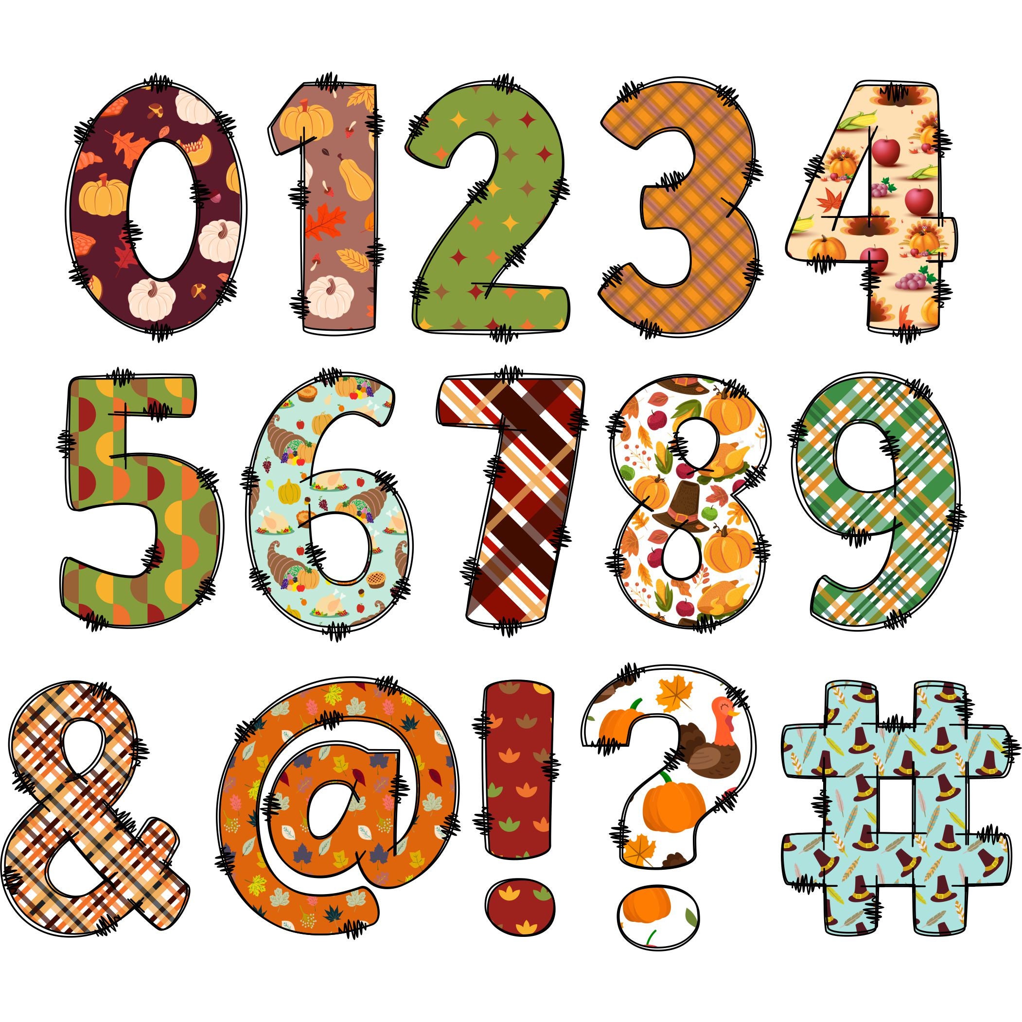 Thanksgiving Clipart Alphabet PNG Doodle Alphabet Clip Art - Etsy