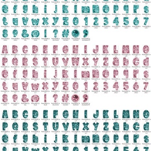 Faux Embroidery Pink Turquoise Bundle, White Alphabet PNG, Faux Stitch ...