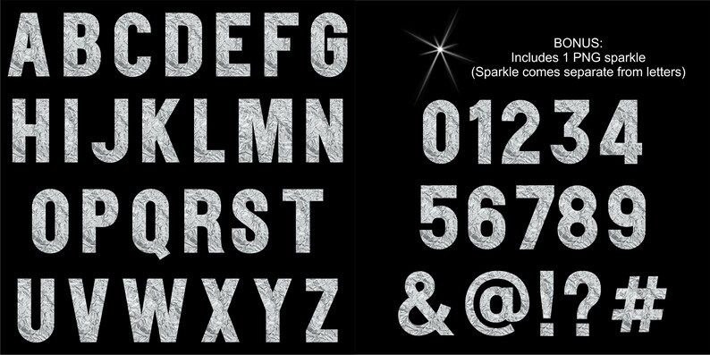 Bundle PNG Silver Glitter Letters Sparkle Clip Art Letters - Etsy