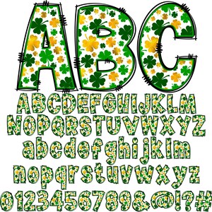 St Patrick's Day Letters PNG, Shamrock Alphabet, Doodle Irish, St Paddy ...