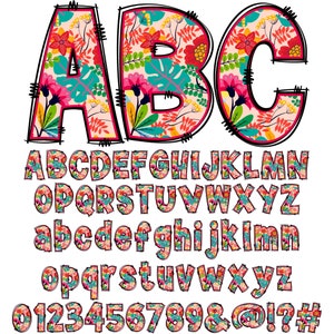 BUNDLE Spring Floral Alphabet PNG, Doodle Alpha, Doodle Flowers, Doodle ...
