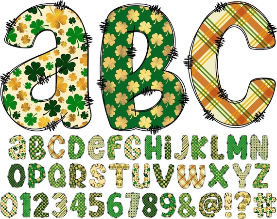 St Patrick's Day Letters PNG Shamrock Alphabet Clip Art - Etsy