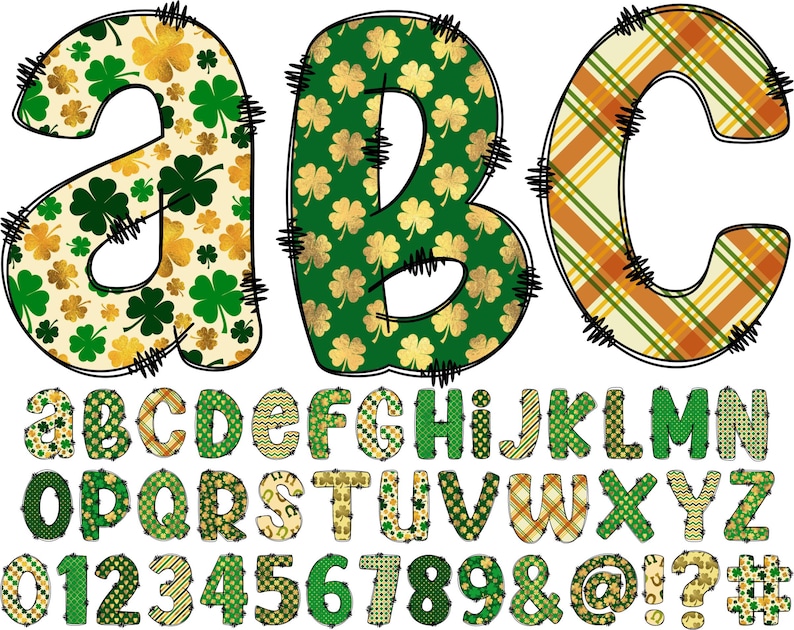 St Patrick's Day Letters PNG Shamrock Alphabet Clip Art | Etsy