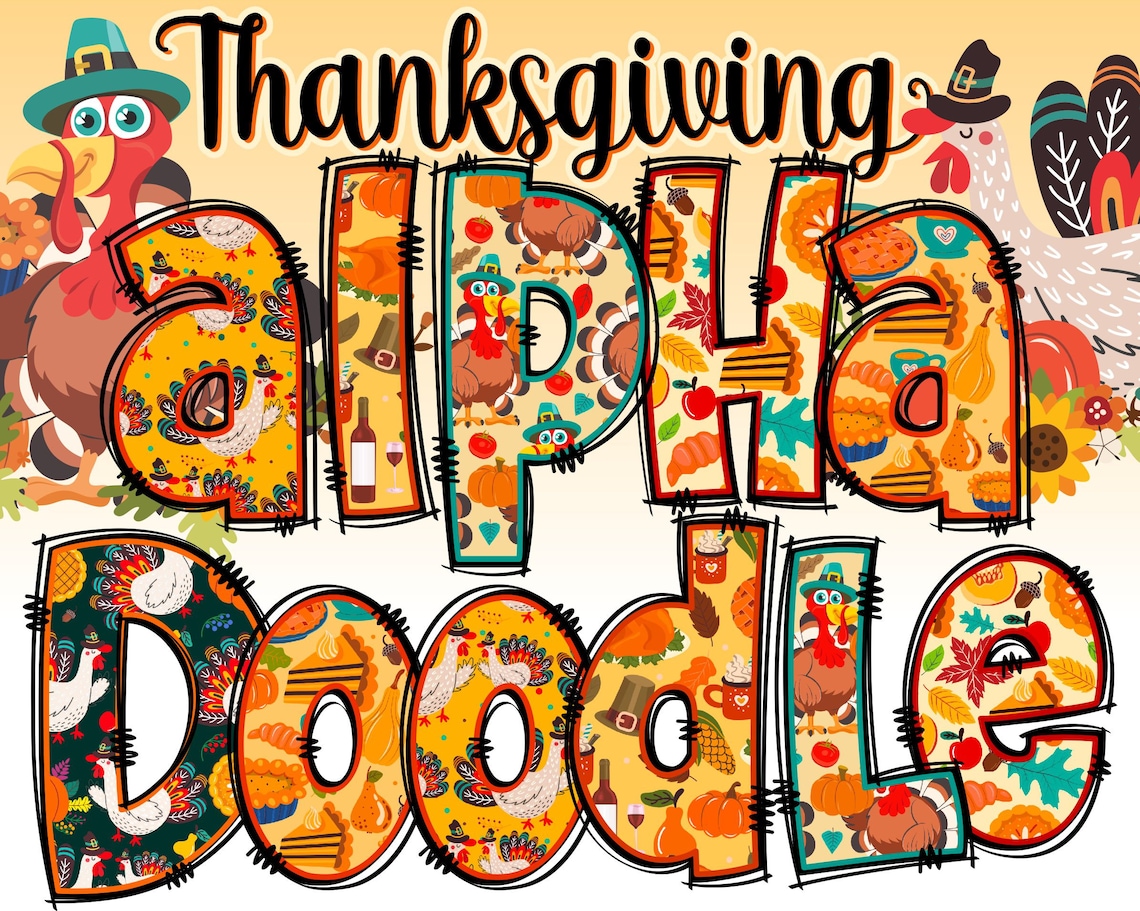 Thanksgiving Alphabet PNG Happy Thanksgiving Thanksgiving - Etsy
