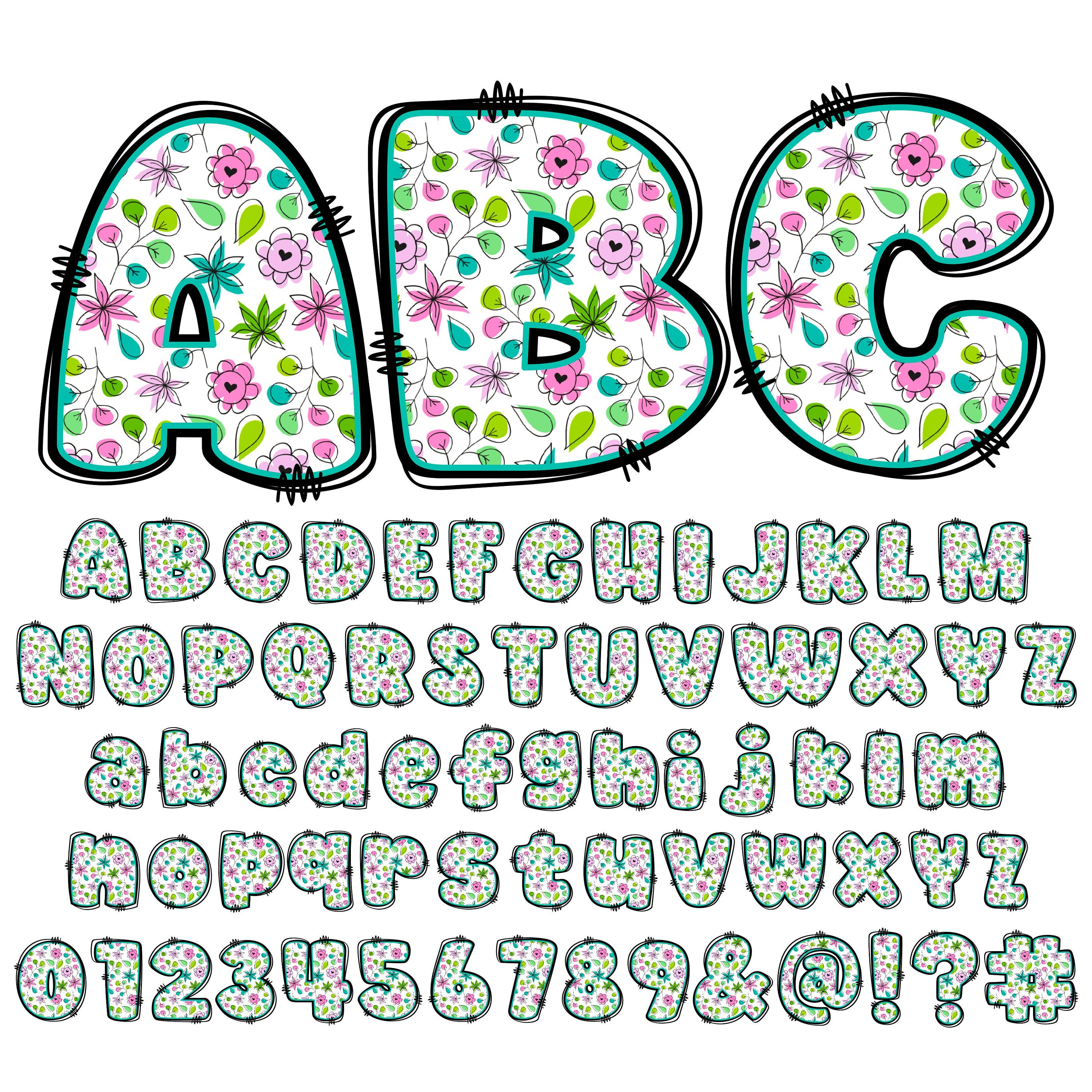BUNDLE Spring Floral Alphabet PNG Chubby Alpha Doodle Doodle - Etsy