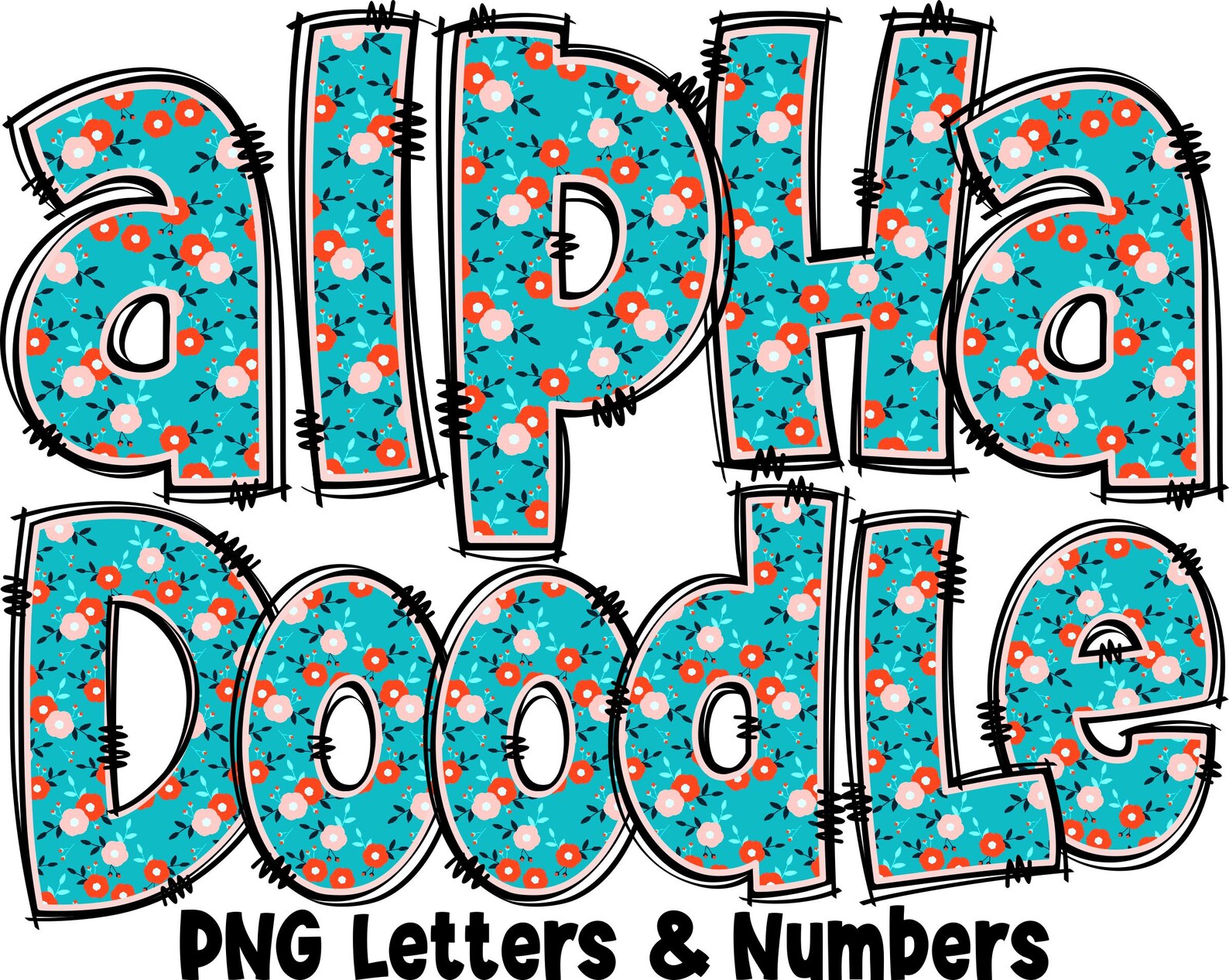Floral Letters & Numbers PNG Alpha Doodle PNG Letters - Etsy