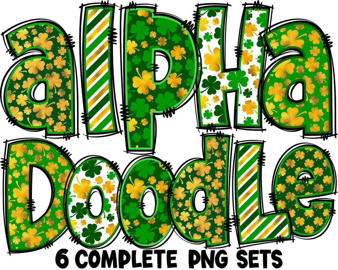 St Patrick's Day Letters PNG, Shamrock Alphabet, Doodle Irish, St Paddy ...