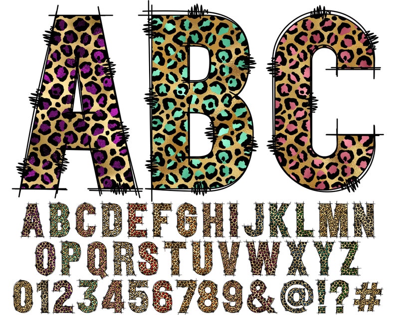 Leopard Print Alphabet PNG Doodle Clip Art Transparent PNG | Etsy