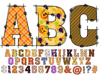 Halloween Clipart Alphabet PNG Doodle Alphabet Clip Art - Etsy