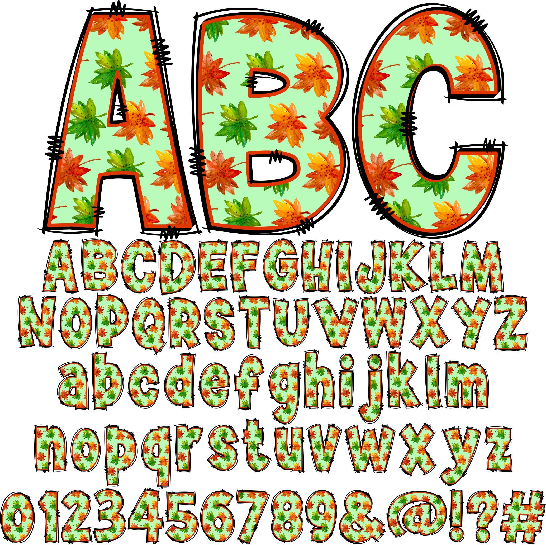BUNDLE Autumn Fall Alphabet PNG Autumn Alpha Doodle PNG - Etsy
