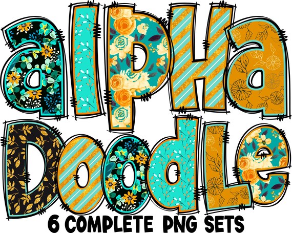 BUNDLE Spring Floral Alphabet PNG Doodle Alpha Doodle - Etsy