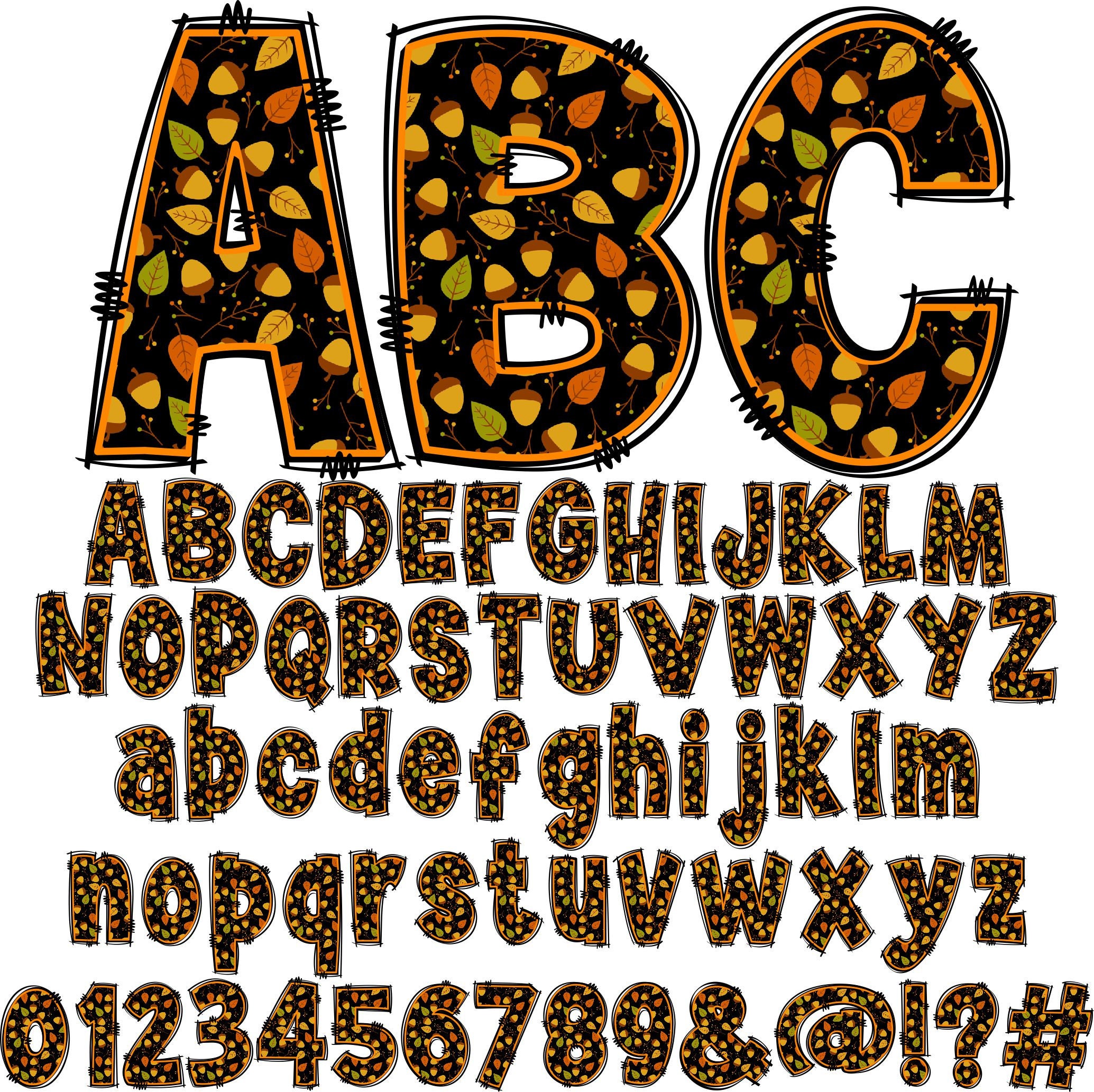 BUNDLE Autumn Fall Alphabet PNG Fall Alpha Doodle PNG - Etsy