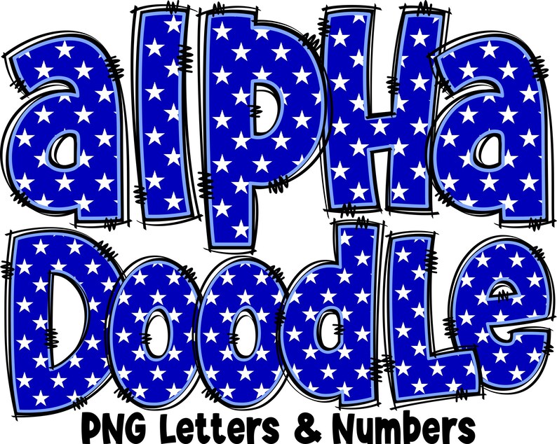 Patriotic Letters & Numbers PNG, Alpha Doodle, PNG Letters, 4th of July ...