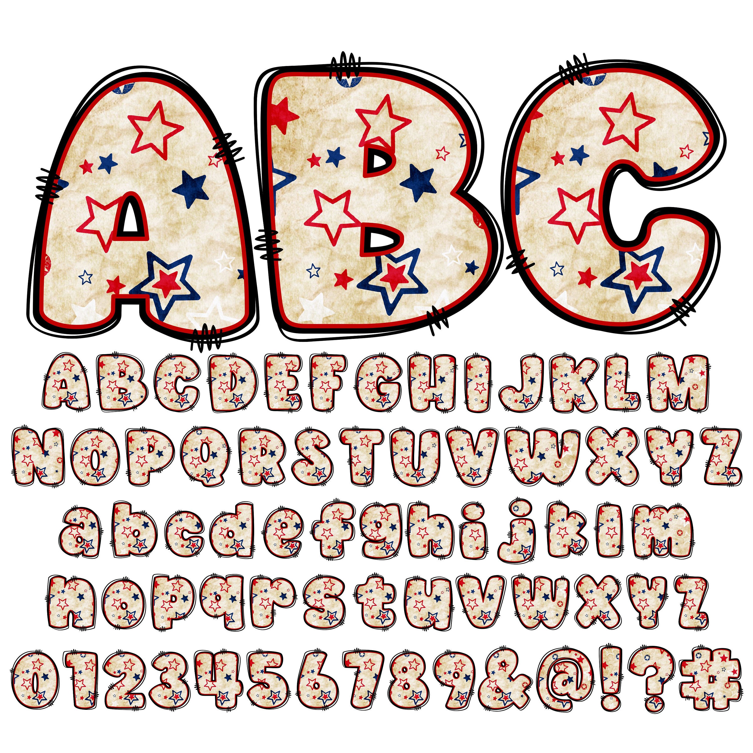 Distresses Patriotic Alphabet PNG 4th of July Independence - Etsy