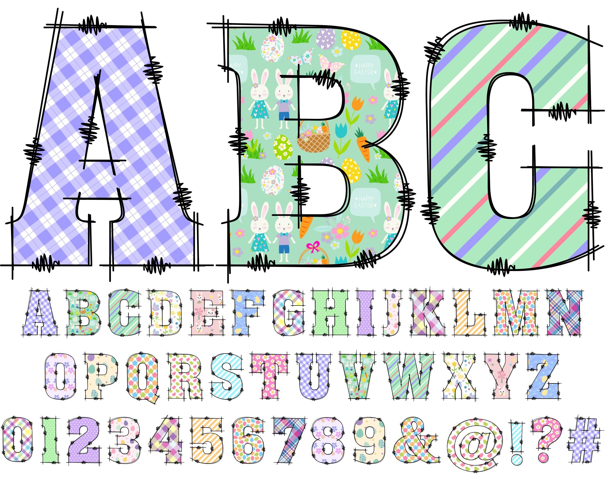 Easter Alphabet PNG Alphabet Clip Art PNG Doodle Easter - Etsy