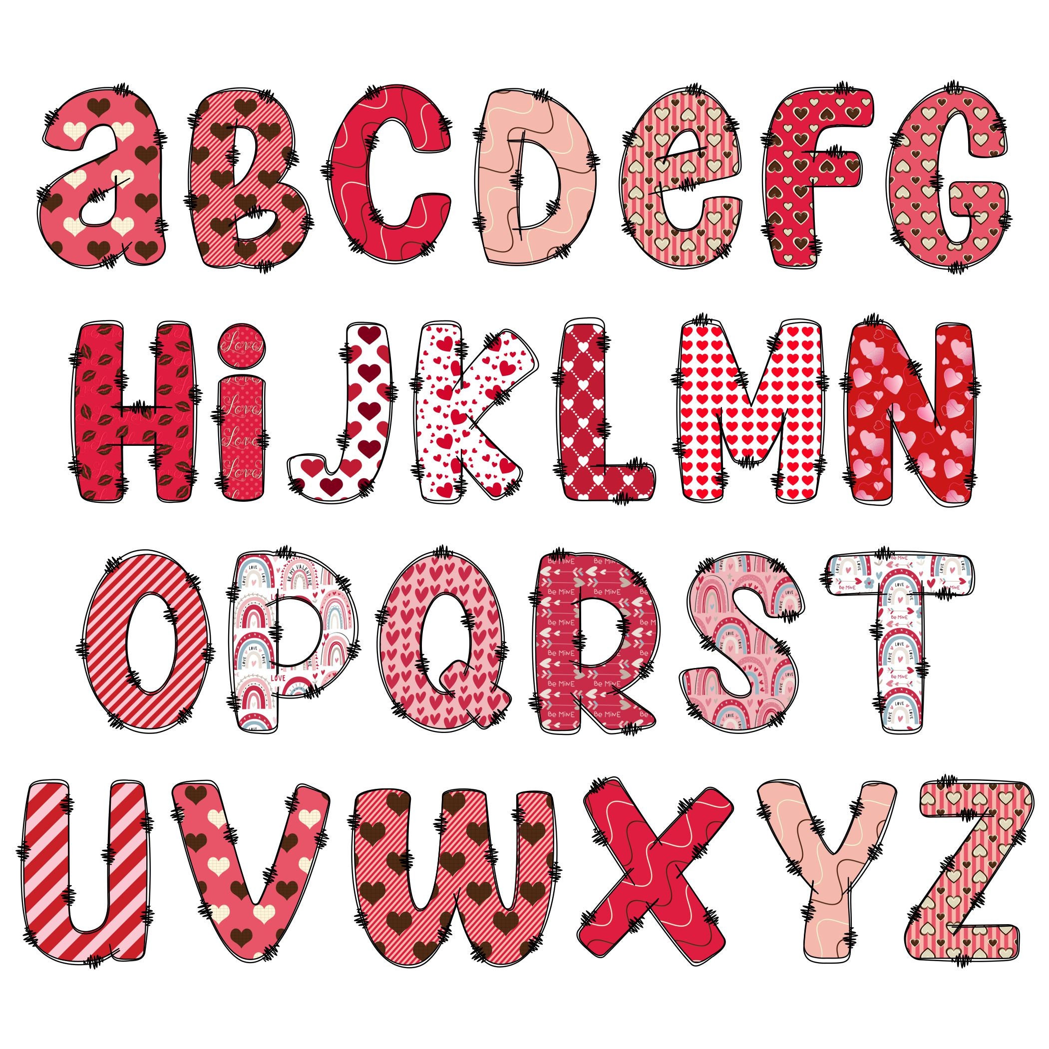 Valentine's Day Alphabet PNG Love Alphabet Clip Art PNG | Etsy