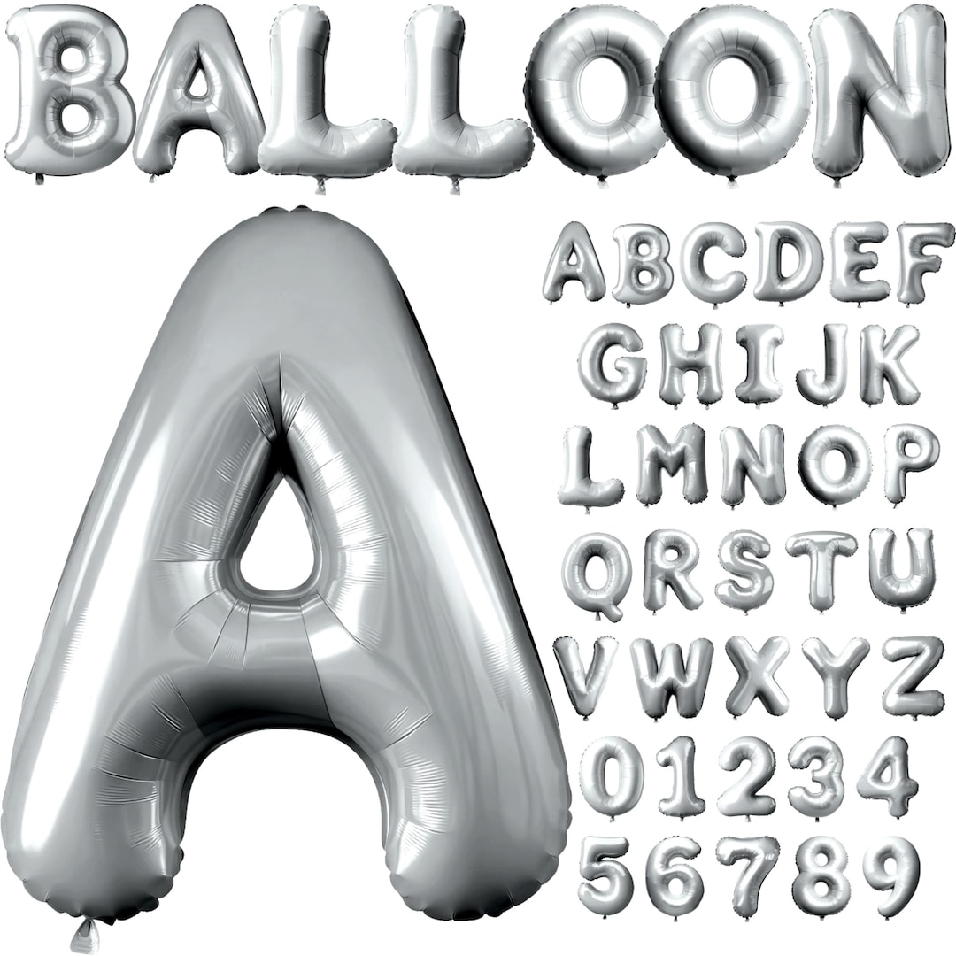Silver Balloon PNG Letters, Transparent Background, Silver Balloon ...