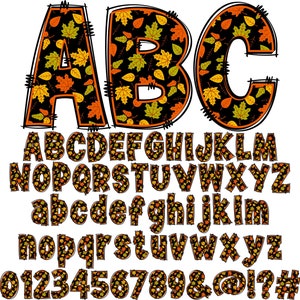 Fall Autumn Letters & Numbers PNG Alpha Doodle PNG Letters - Etsy