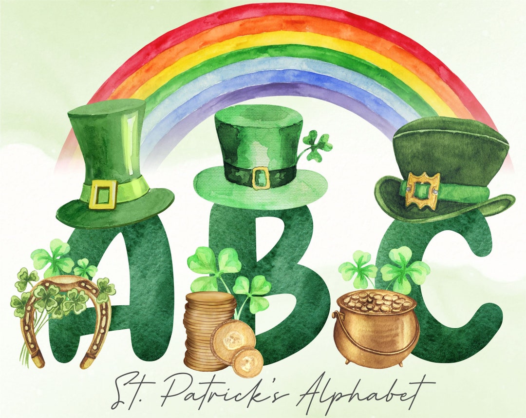 St Patrick's Day Letters PNG, Shamrock Alphabet Clip Art, Sublimation ...