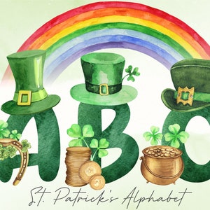 St Patrick's Day Letters PNG, Shamrock Alphabet Clip Art, Sublimation ...