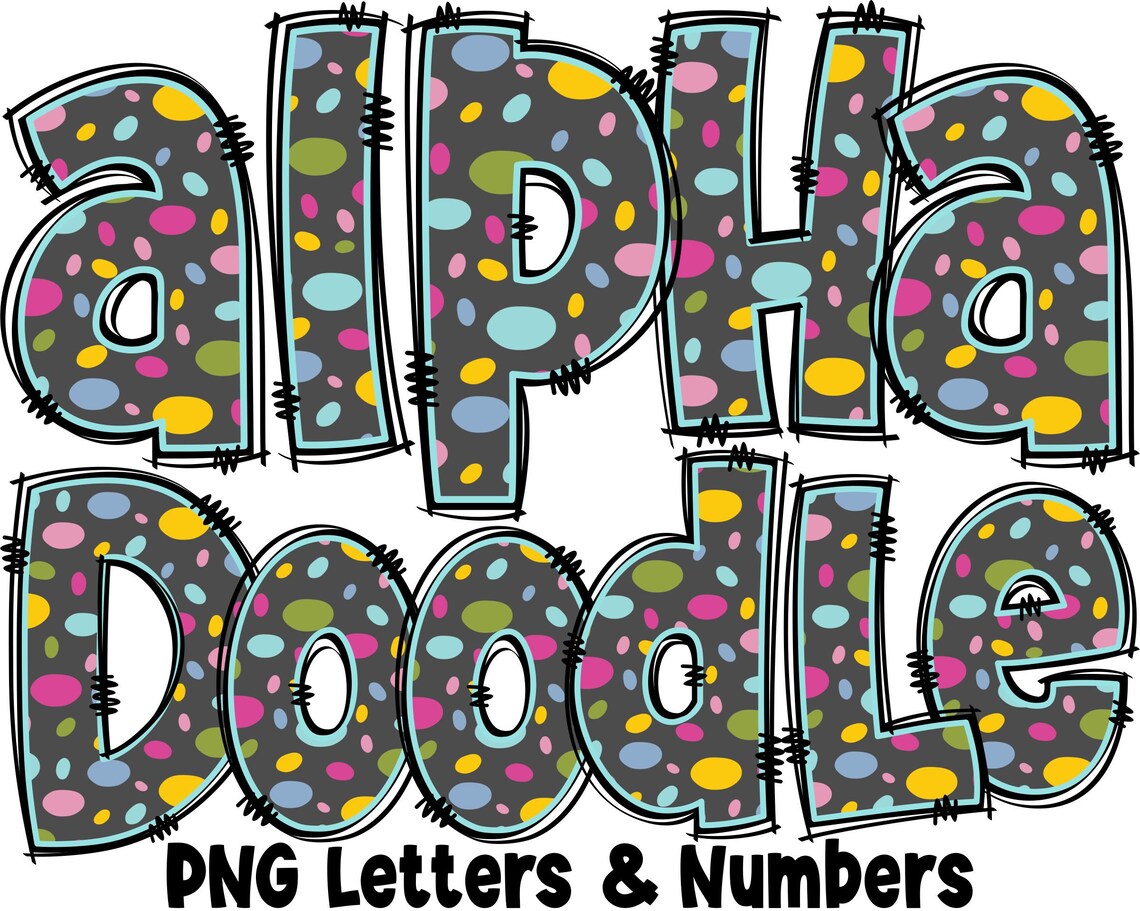 Polka Dot Letters & Numbers PNG Alpha Doodle PNG Letters - Etsy