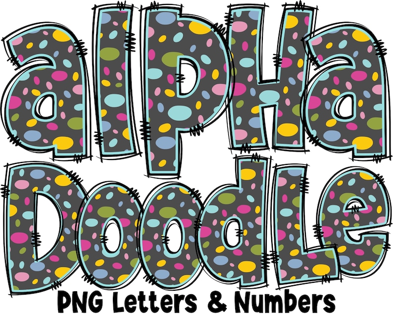 Polka Dot Letters & Numbers PNG Alpha Doodle PNG Letters - Etsy