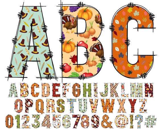 Thanksgiving Clipart Alphabet PNG Watercolor Clip Art | Etsy