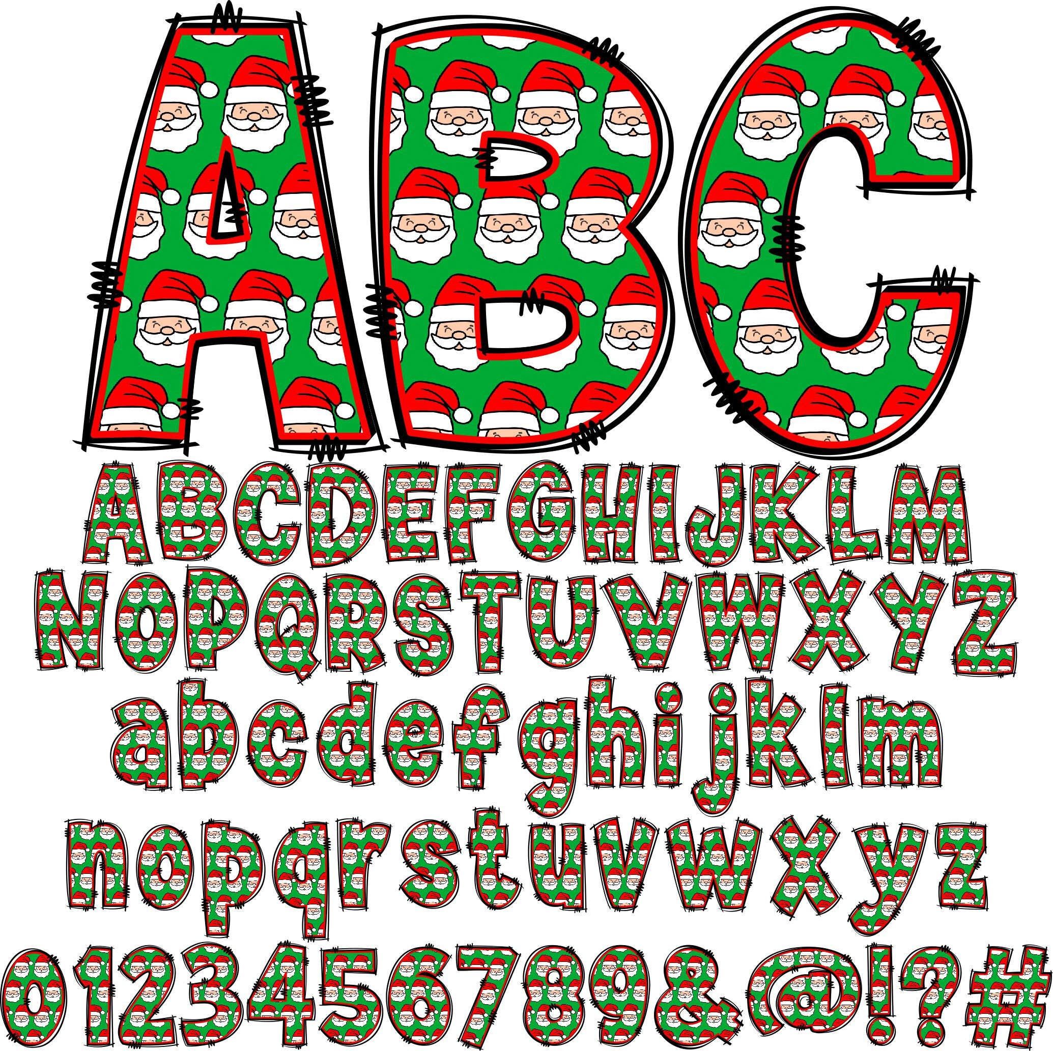 Christmas Alphabet PNG Christmas Letters Christmas Doodle - Etsy
