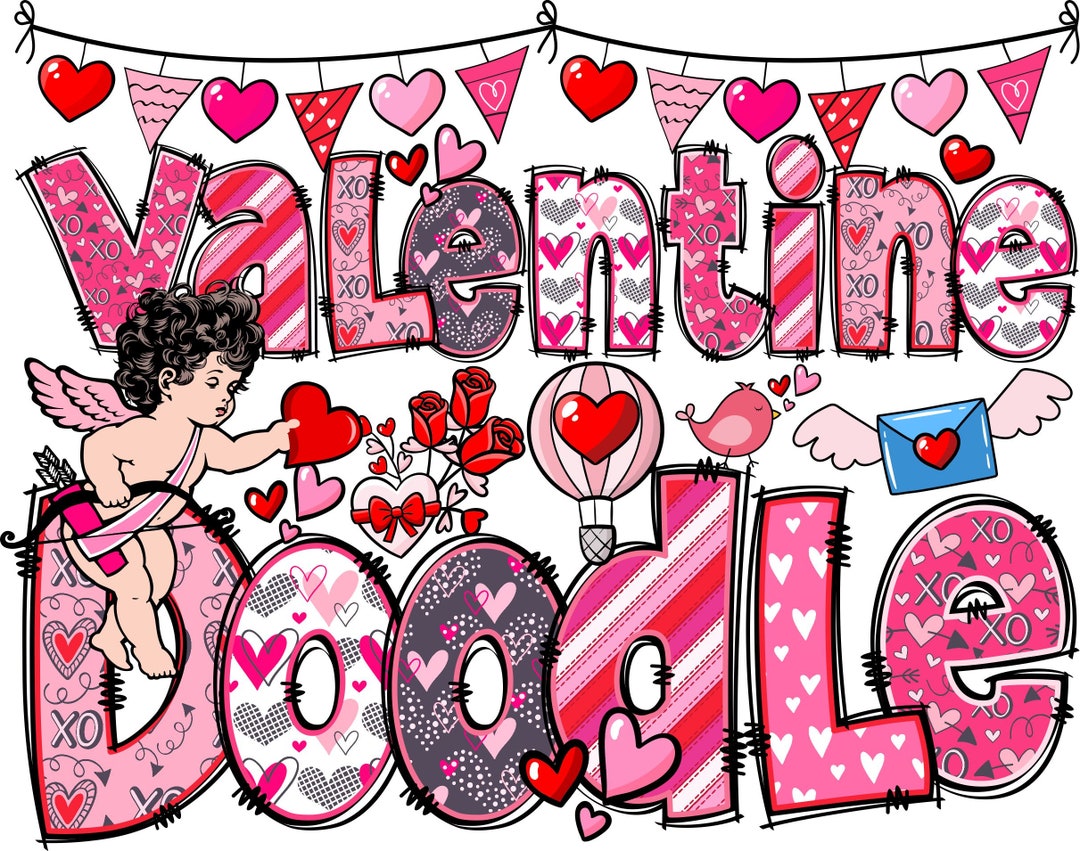 Valentine's Day Alphabet PNG, Valentines Letters, Valentines Doodle ...