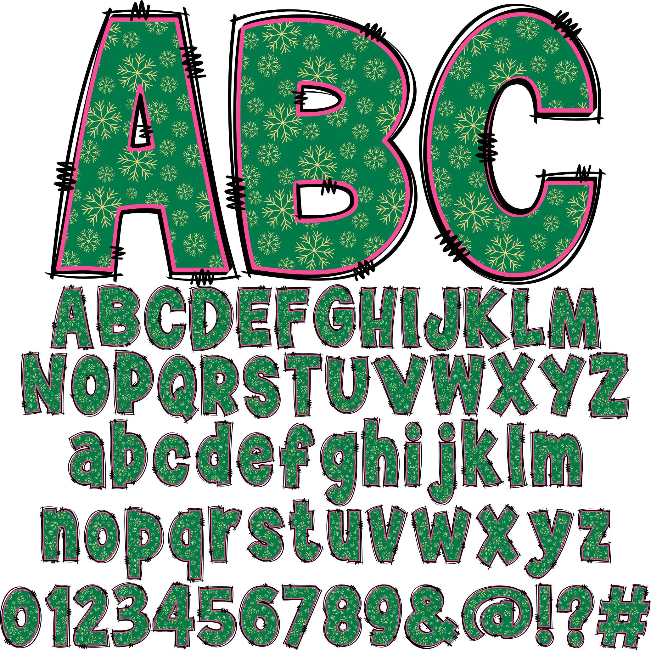 Pink Christmas Alphabet PNG, Christmas Letters, Christmas Doodle, PNG ...