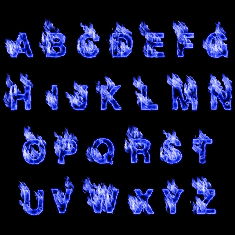 Blue Fire PNG Letters Transparent Background Flame Alphabet - Etsy