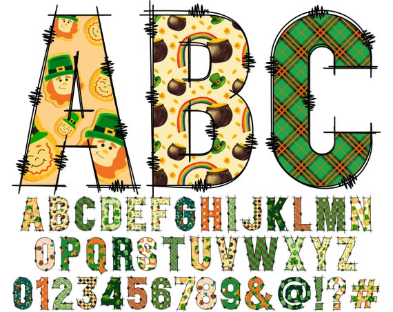 St Patrick's Day Letters PNG Shamrock Alphabet Clip Art - Etsy