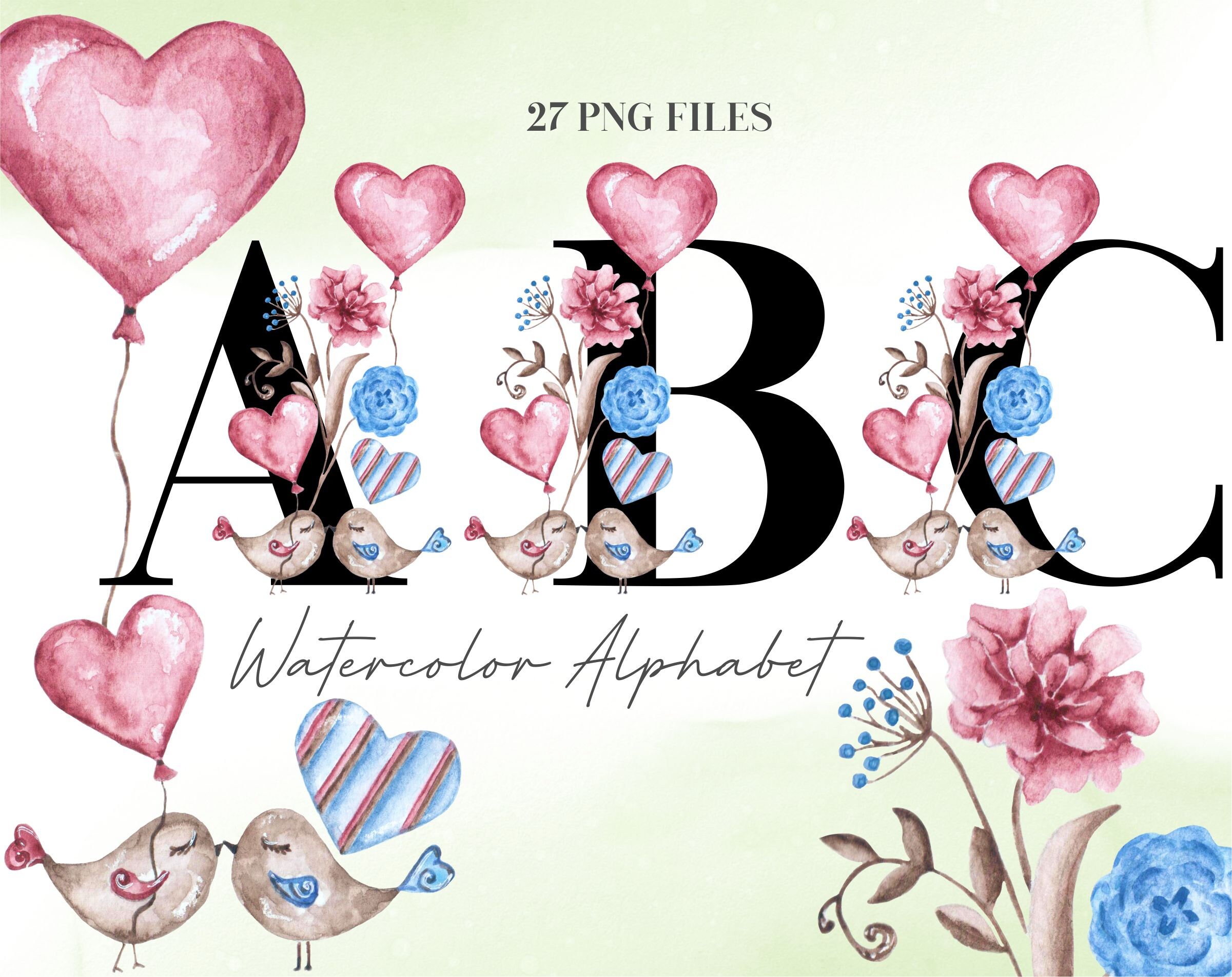 Doodle Letters and Numbers Valentine's Day Digital Download Alphabet ...