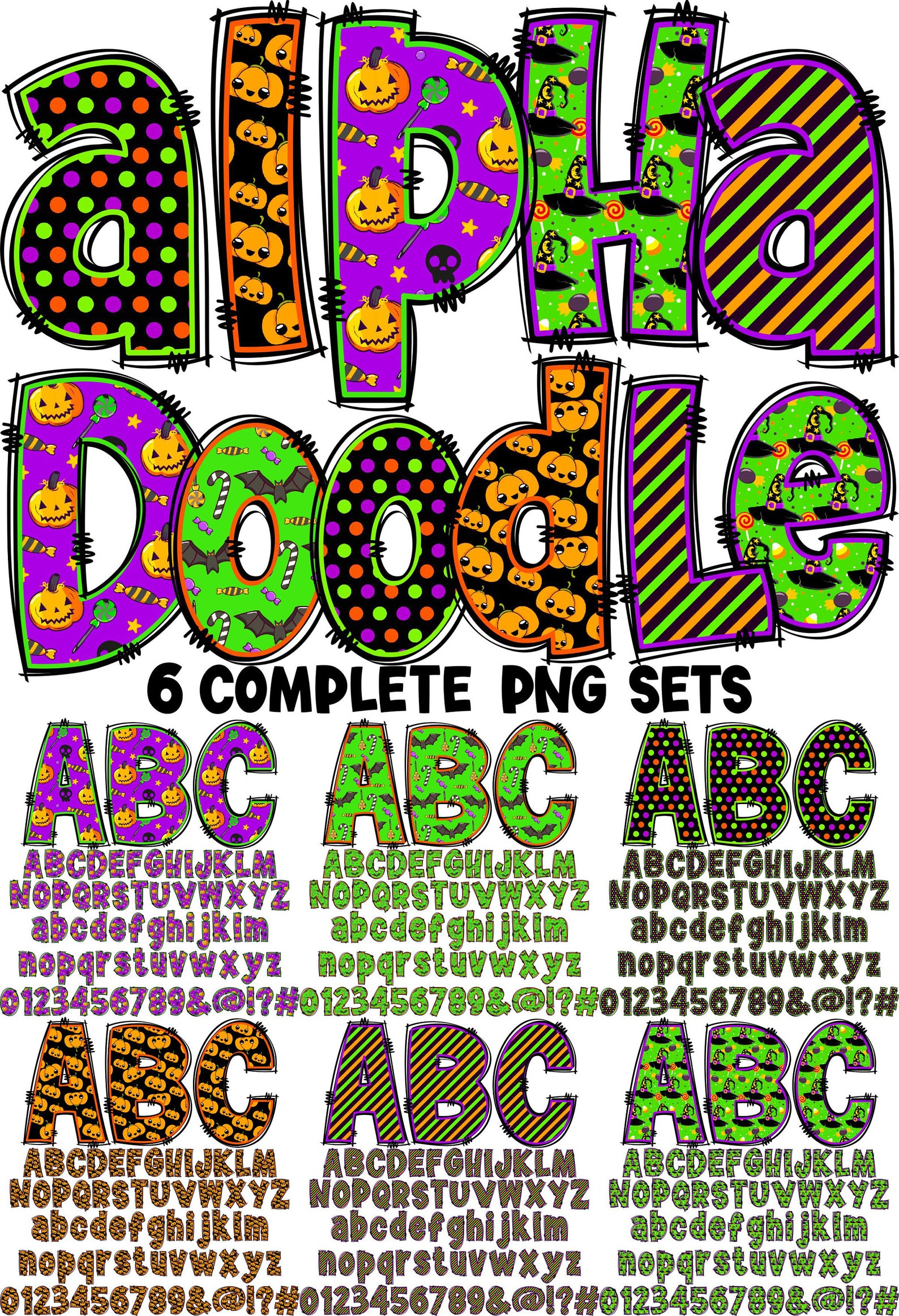 BUNDLE 48 Halloween Alphabet PNG Complete Sets, Halloween Letters ...
