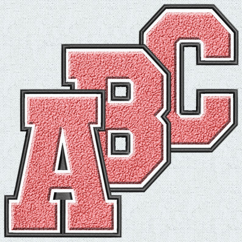 Pink Faux Embroidery Chenille Letters, Faux Chenille Patch, Faux ...