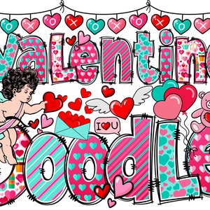 Alfabeto del Día de San Valentín PNG, Cartas de San Valentín, Doodle de ...