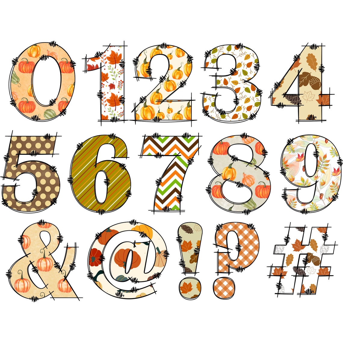Fall Autumn Clipart Alphabet PNG Doodle Alphabet Clip Art - Etsy